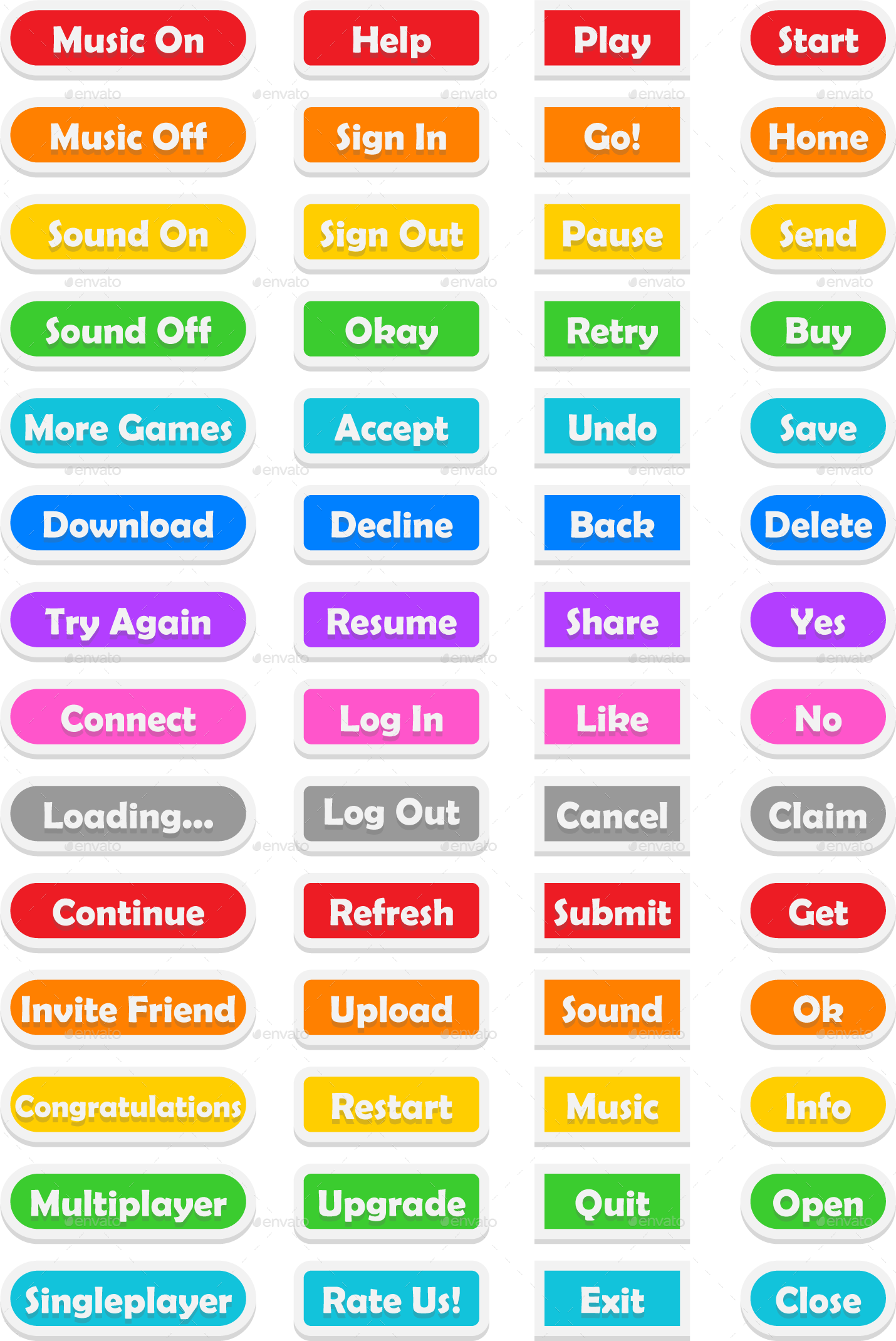 Flat Game User Interface Pack Game Assets Graphicriver